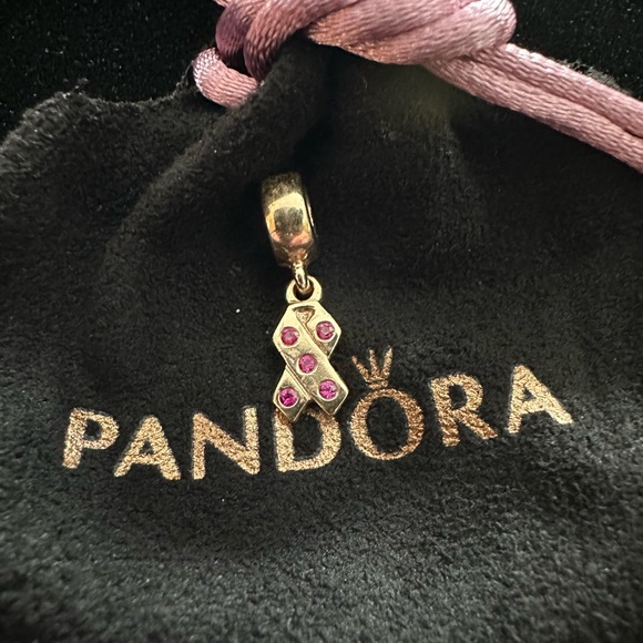 Pandora | Jewelry | Pandora 4k Gold Breast Cancer Ribbon Pink Sapphire ...